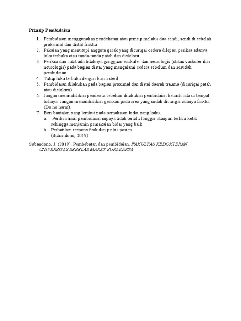 Prinsip Pembidaian Cedera Tulang | PDF