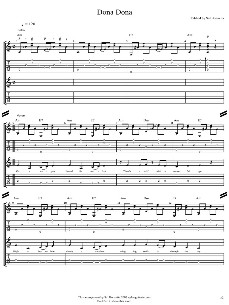 Donna Donna Tab | PDF