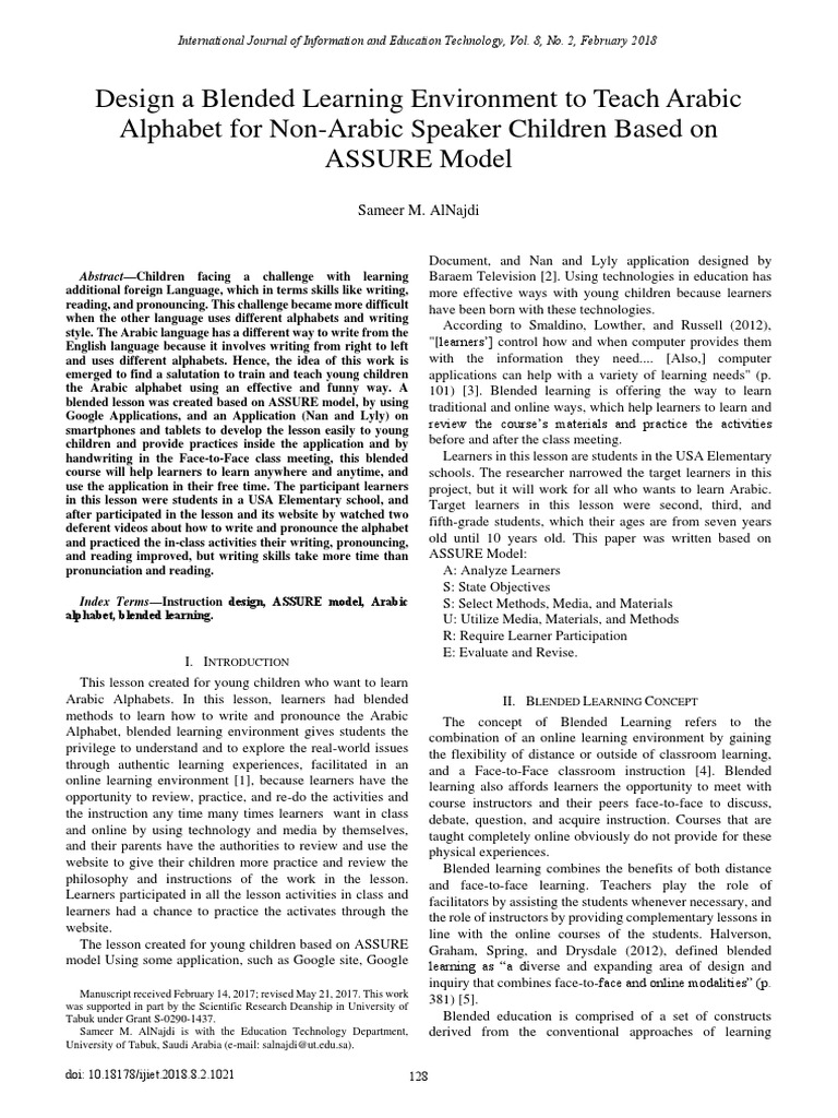 Design A Blended Learning Environment To Teach Arabic | PDF ...