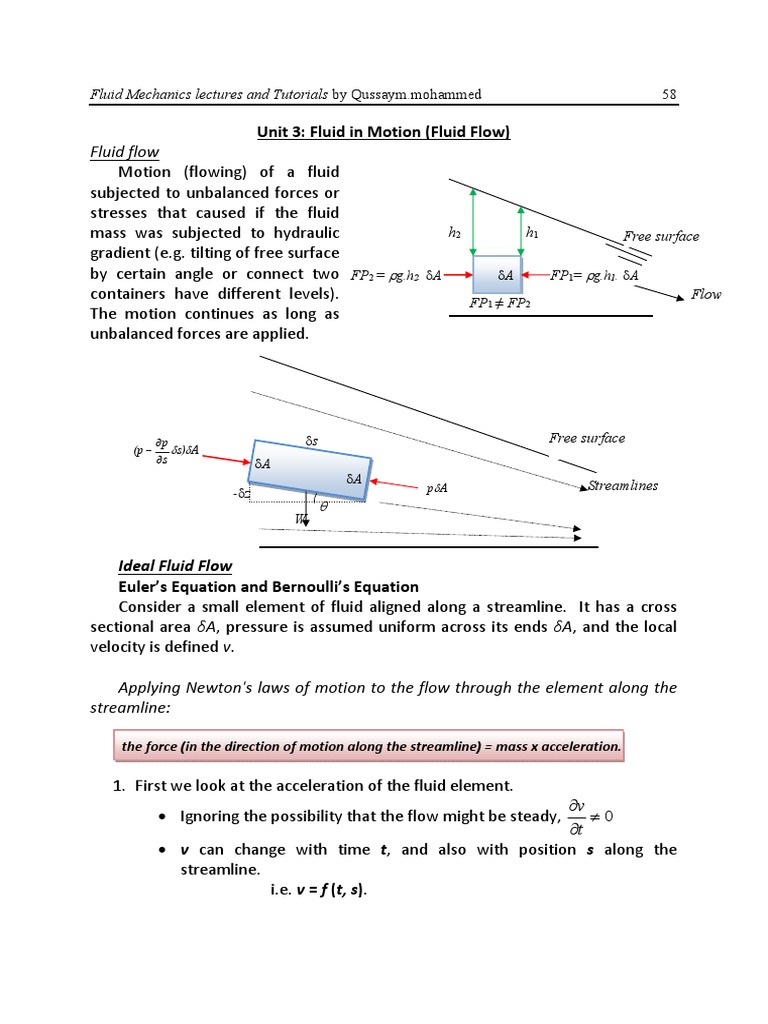 Fluid Lectures, Unit 3 | PDF | Fluid Dynamics | Dynamics (Mechanics)