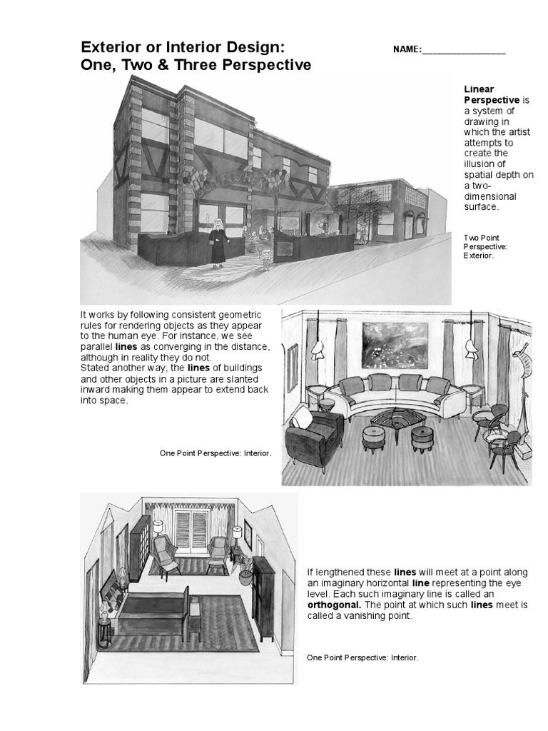 One, Two and Three Perspective | PDF | Perspective (Graphical) | Drawing
