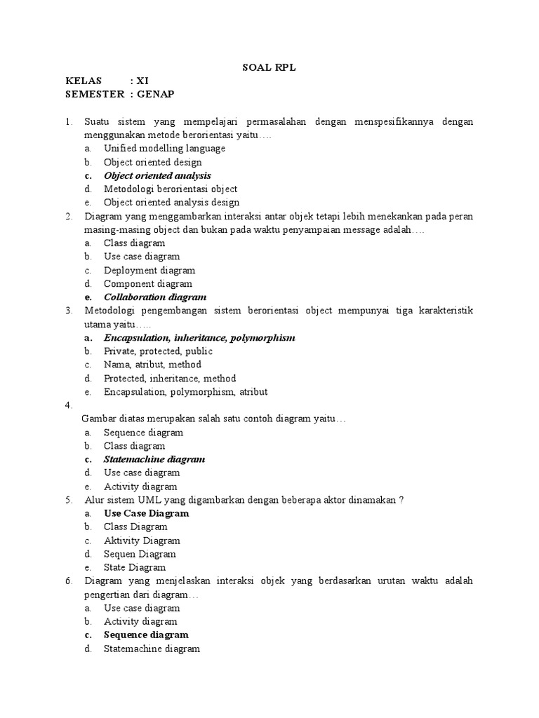 Soal RPL Kelas Xi Edit | PDF
