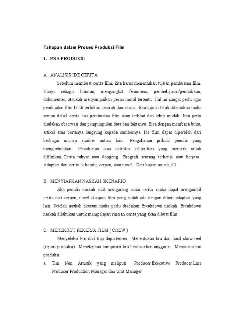 Tahapan Produksi Film | PDF