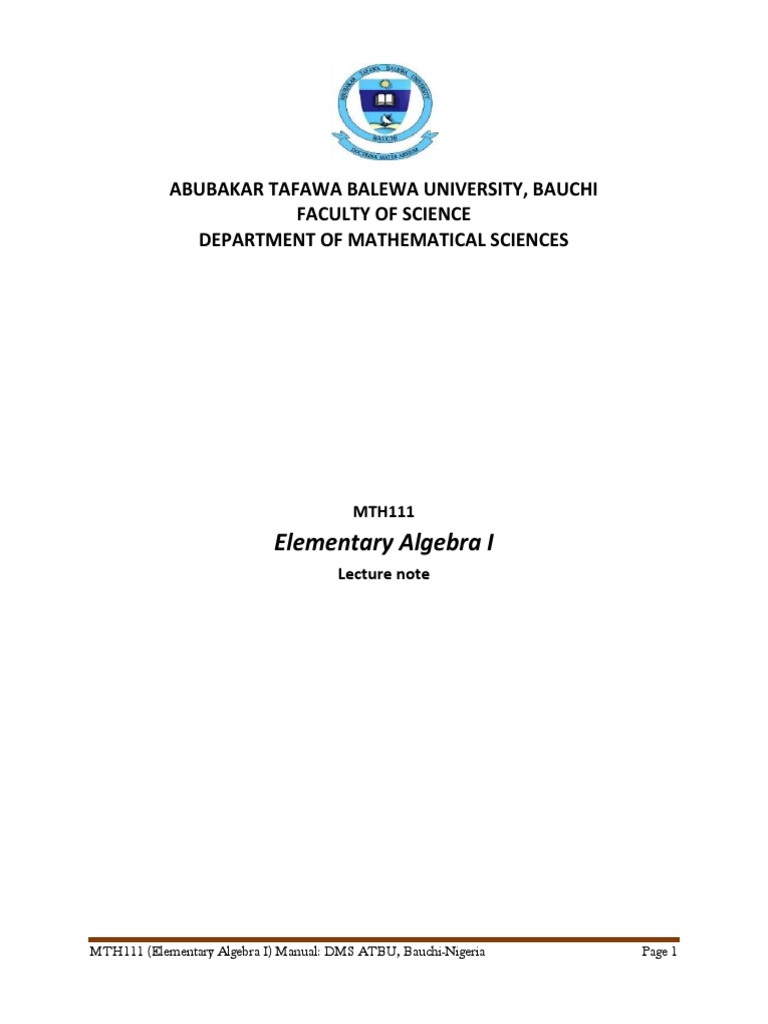 Lecture Note MTH111!1!1 | PDF | Complex Number | Function (Mathematics)