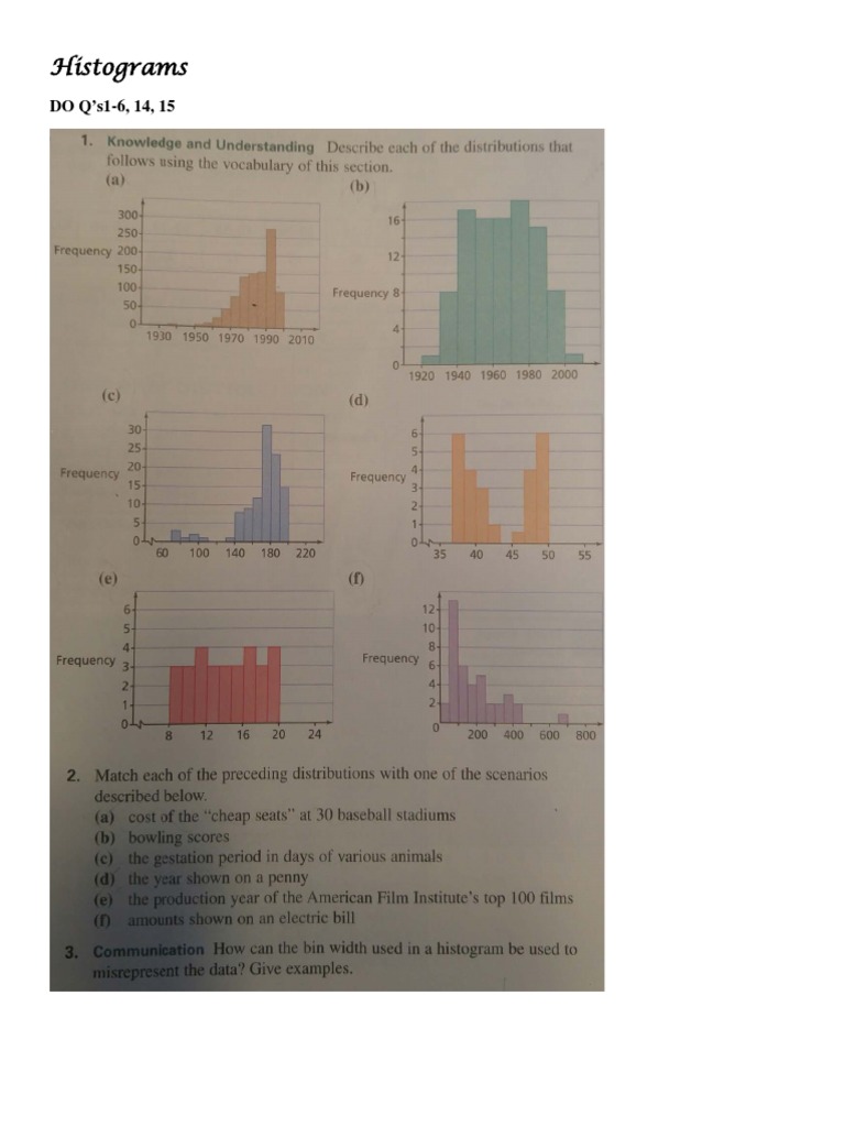 Histogram Questions and Answers Guide | PDF