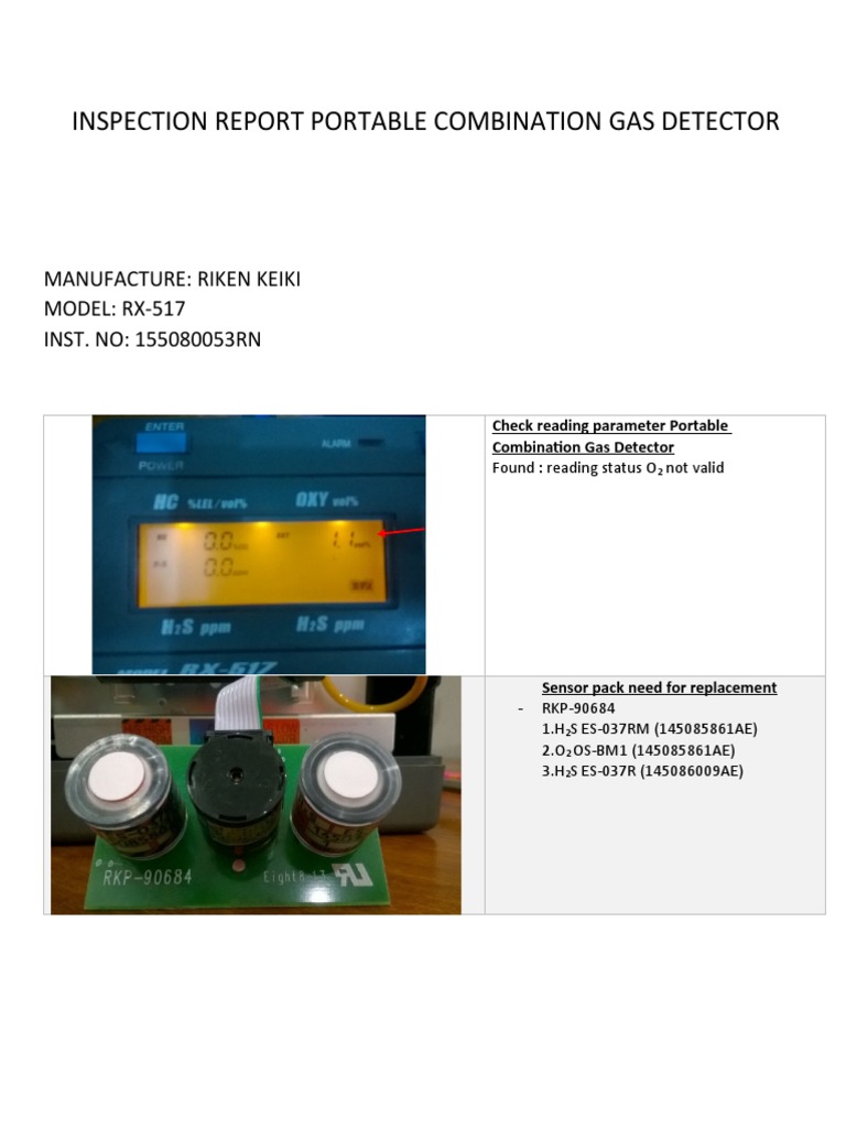 Inspection Report Portable Combination Gas Detector | PDF