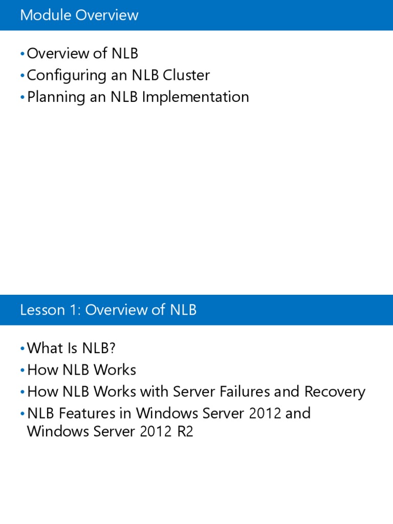 Overview of NLB Configuring An NLB Cluster Planning An NLB ...