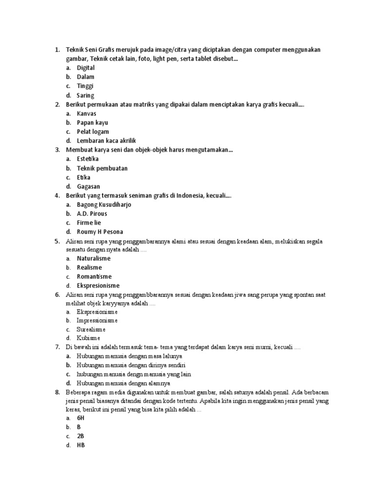 Soal Kelas 9 SBK | PDF