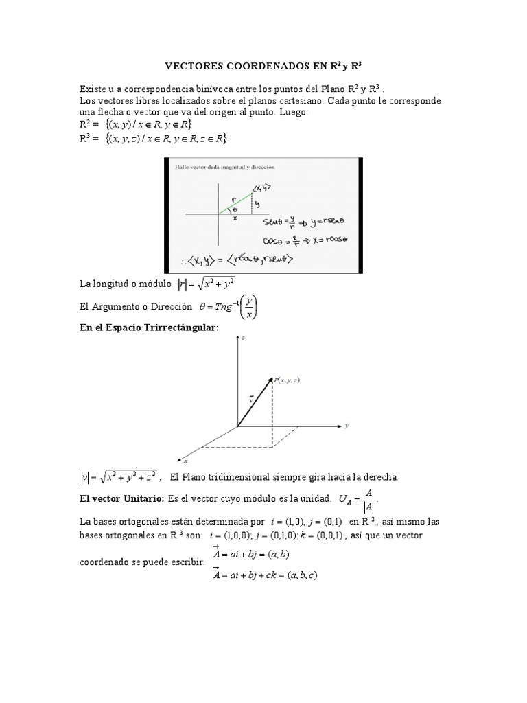 Vectores en R2 y R3: Guía Básica | PDF | Vector Euclidiano | Tiempo ...