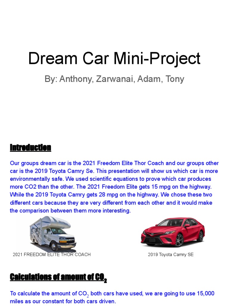 CO2 Emissions Comparison: RV vs Sedan | PDF | Technology & Engineering