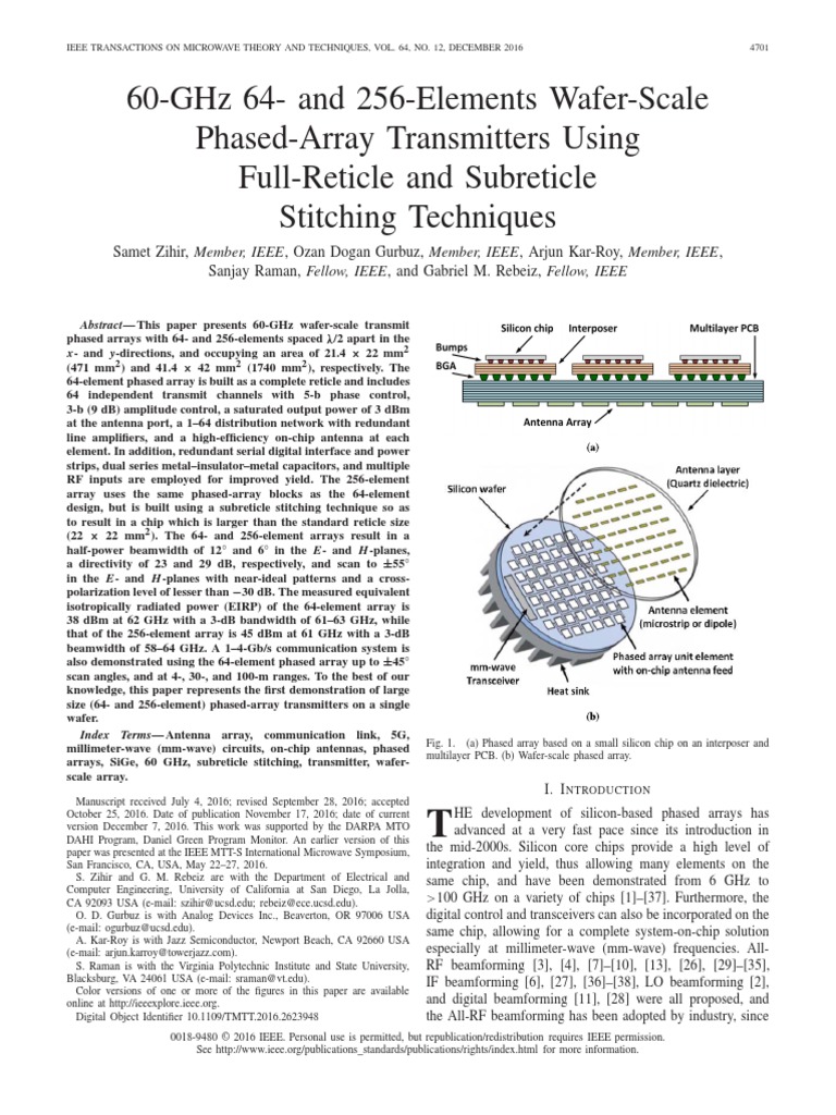 60-GHz 64 - and 256-Elements Wafer-Scale Phased-Array Transmitters ...