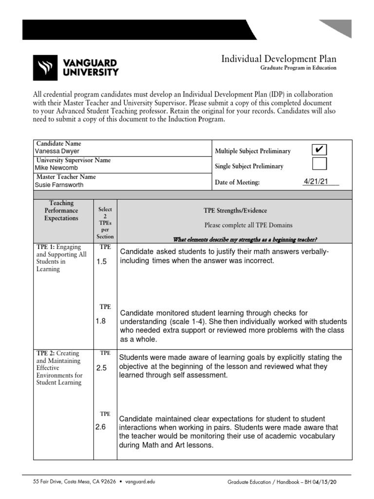 Idp Fillable Covid Version 1 2 | PDF | Teachers | Educational Assessment