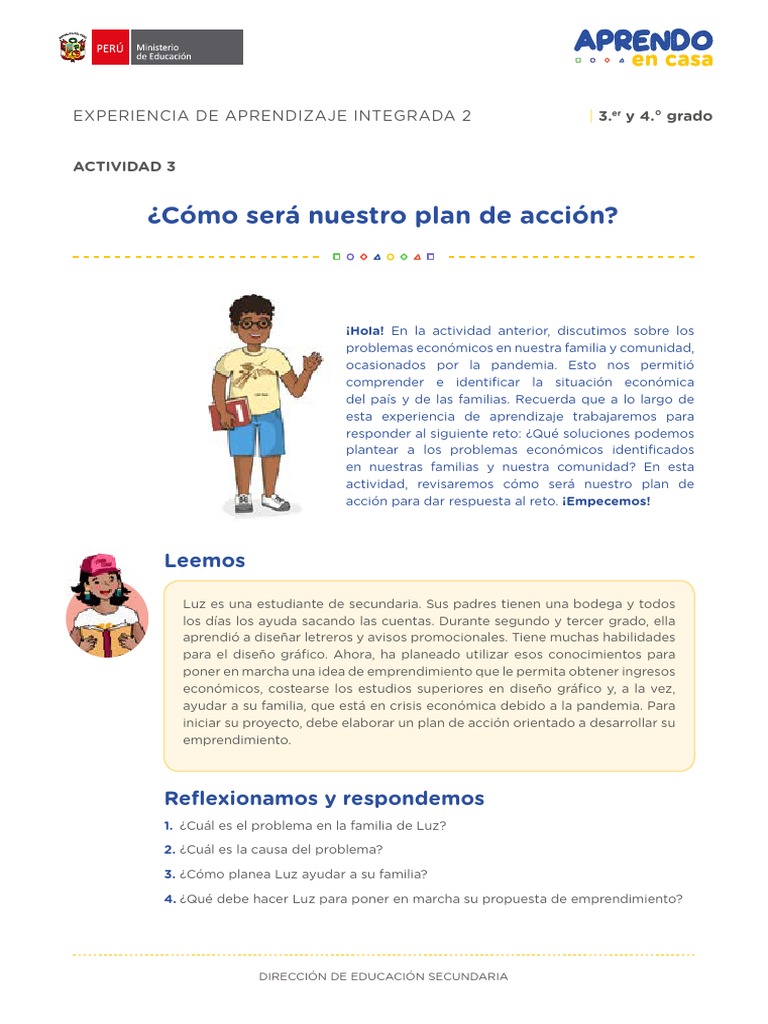 Exp1 Ebr Secundaria 3y4 Exploramosyaprendemos Act03 Comoseranuestroplandeaccion | PDF ...