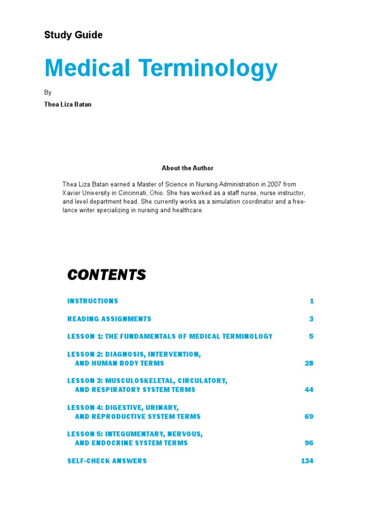 Medical Terminology: Study Guide | PDF | Edema | Lung