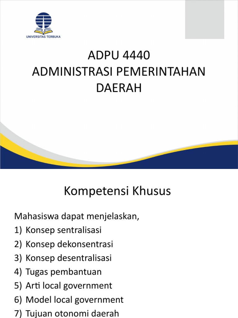 Konsep Dasar Administrasi Pemerintahan Daerah | PDF