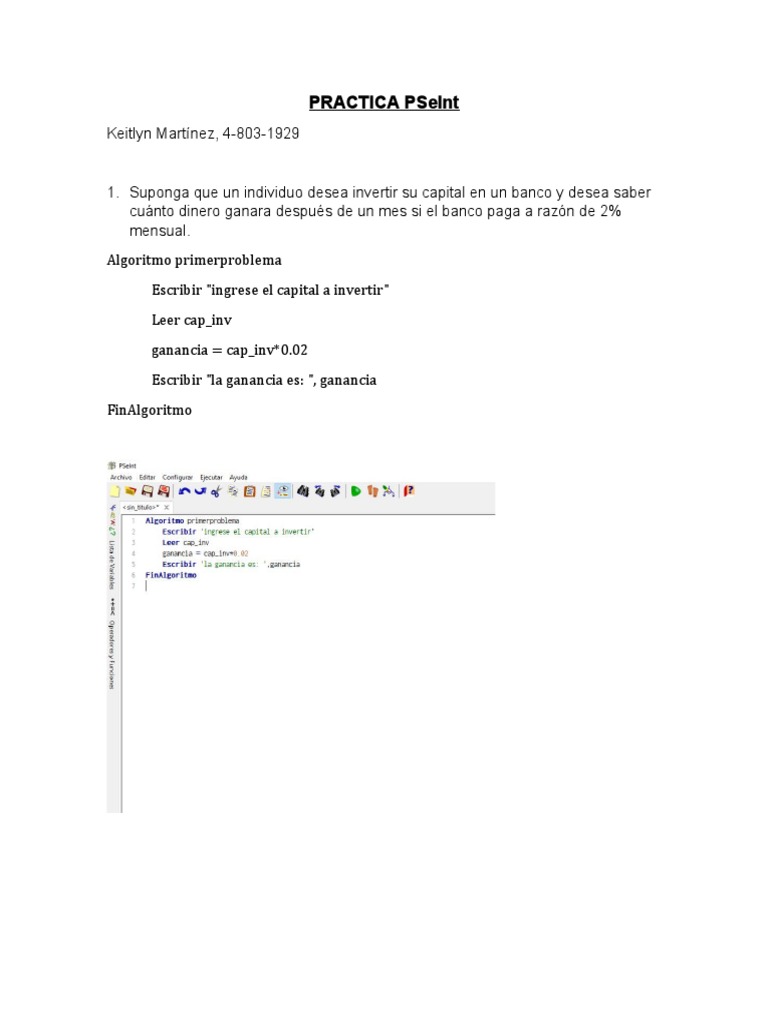 PRACTICA PSeInt | PDF