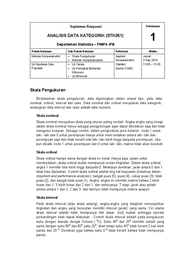 Analisis Data Kategorik dan Numerik | PDF | Metode & Bahan Ajar