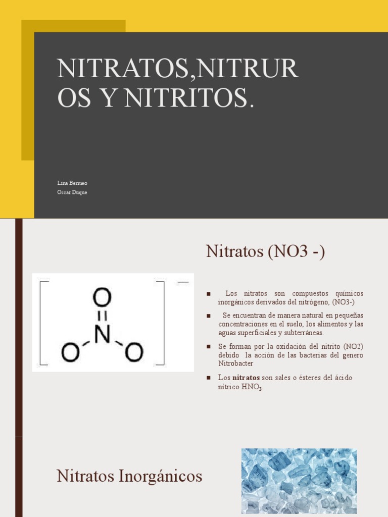 Nitratos, Nitruros y Nitritos | PDF | Nitrato | Conjuntos de elementos ...