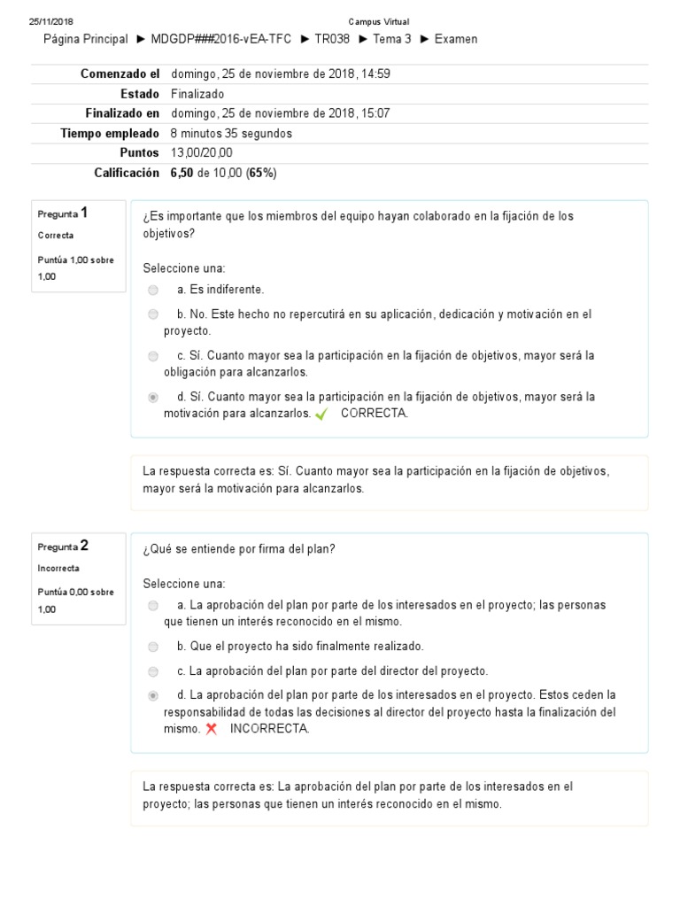 Examen Planificacion y Gestion Proyectos TR 3800 | PDF | Business