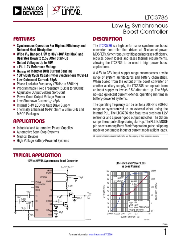 Features Description: LTC3786 Low I Synchronous Boost Controller | PDF ...