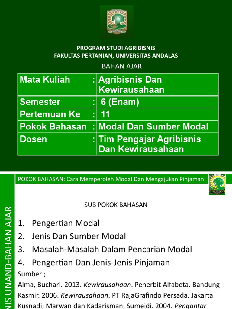 Pertemuan 11. Modal Dan Sumber Modal | PDF