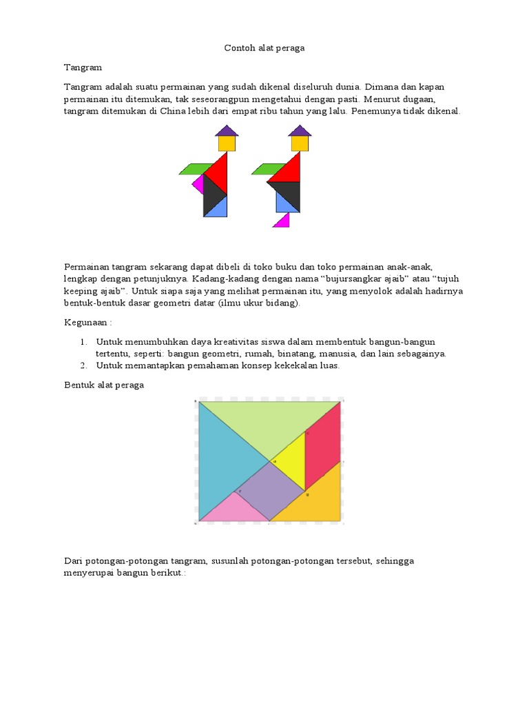 Contoh Alat Peraga Tangram | PDF