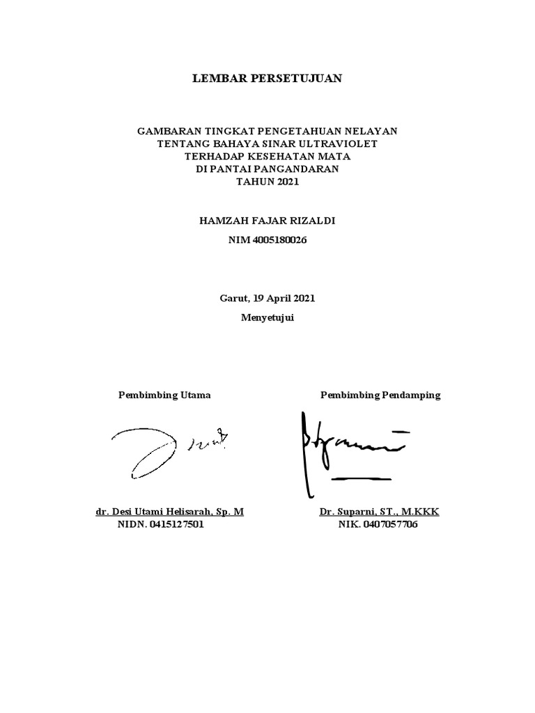 Bismillah Lembar Persetujuan Proposal Hamzah Fajar Rizaldi | PDF