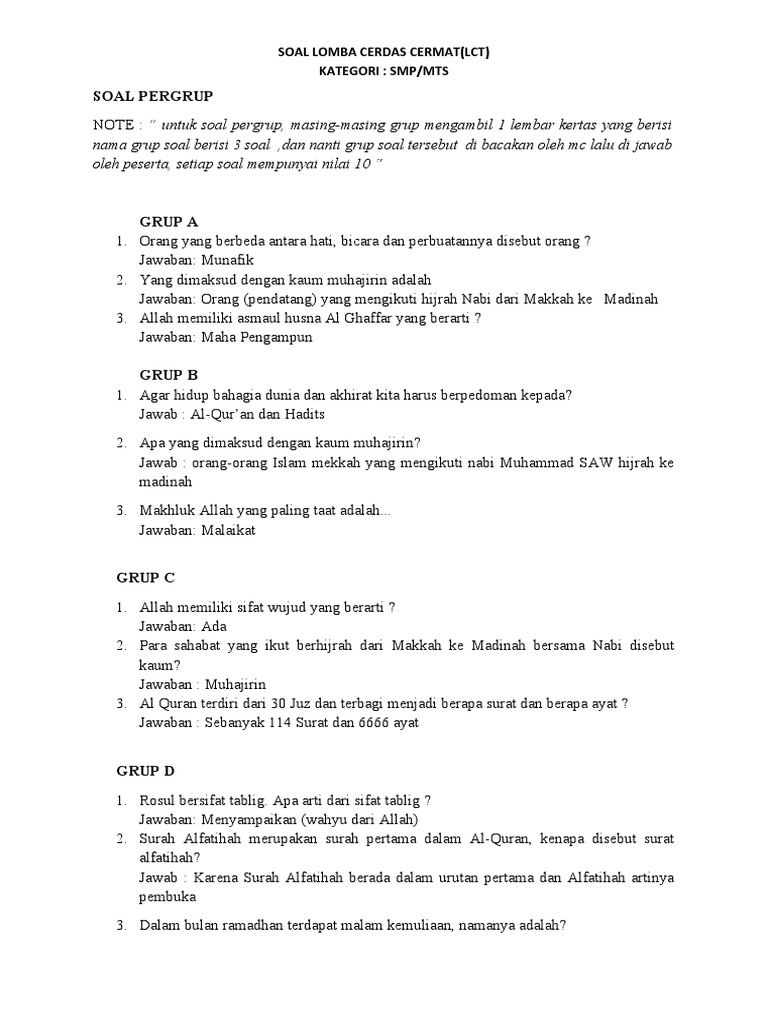 Soal Lomba Tingkat SMP | PDF