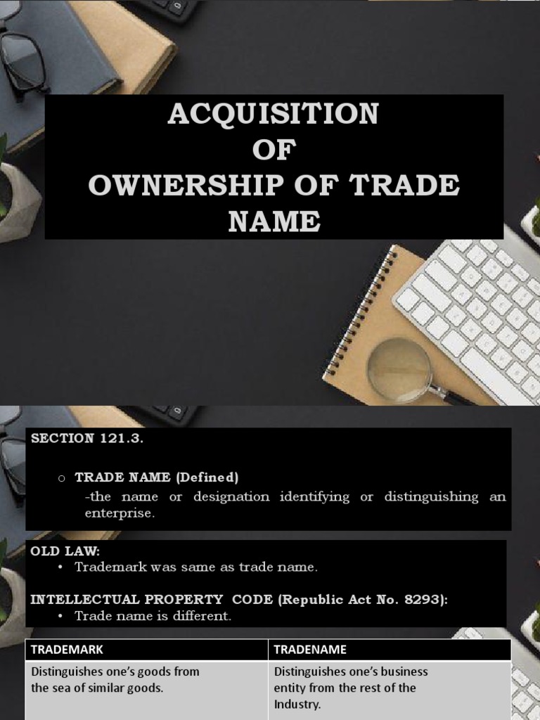 Acquisition OF Ownership of Trade Name | PDF | Trade Name | Trademark