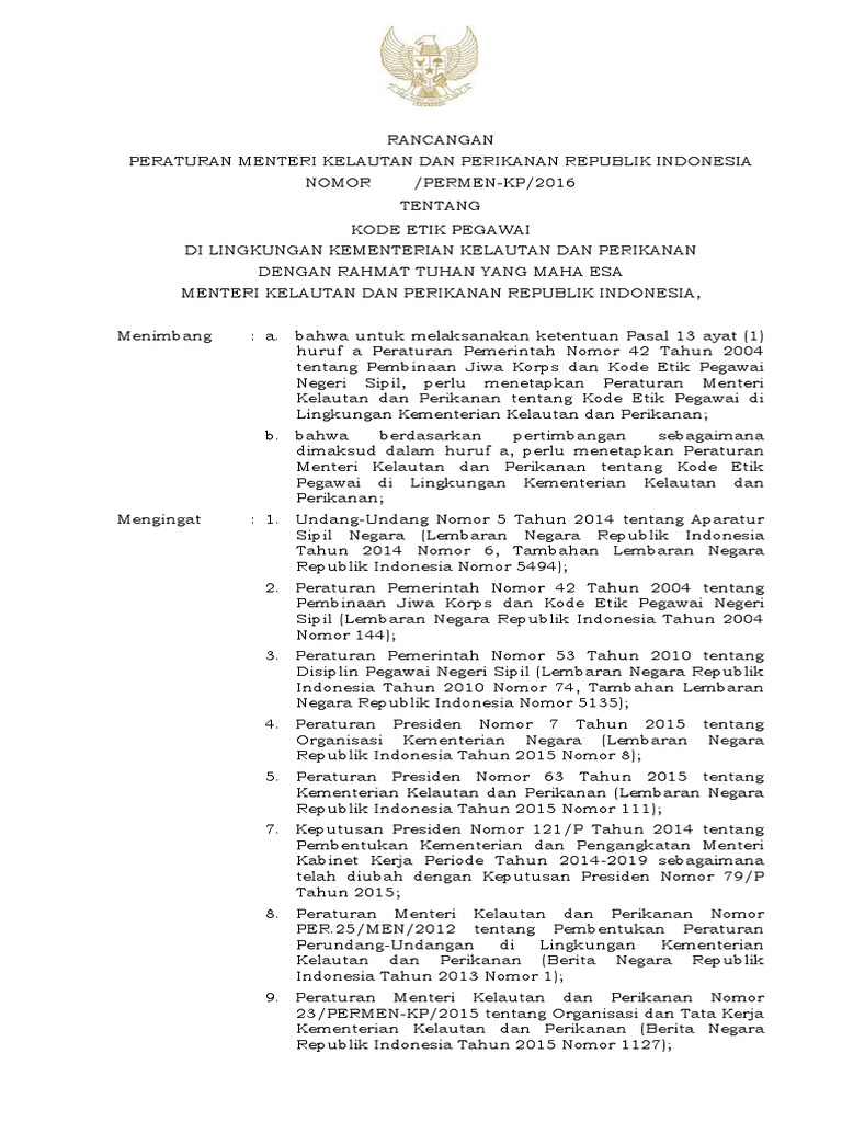 1 Rpermen Kode Etik KKP | PDF