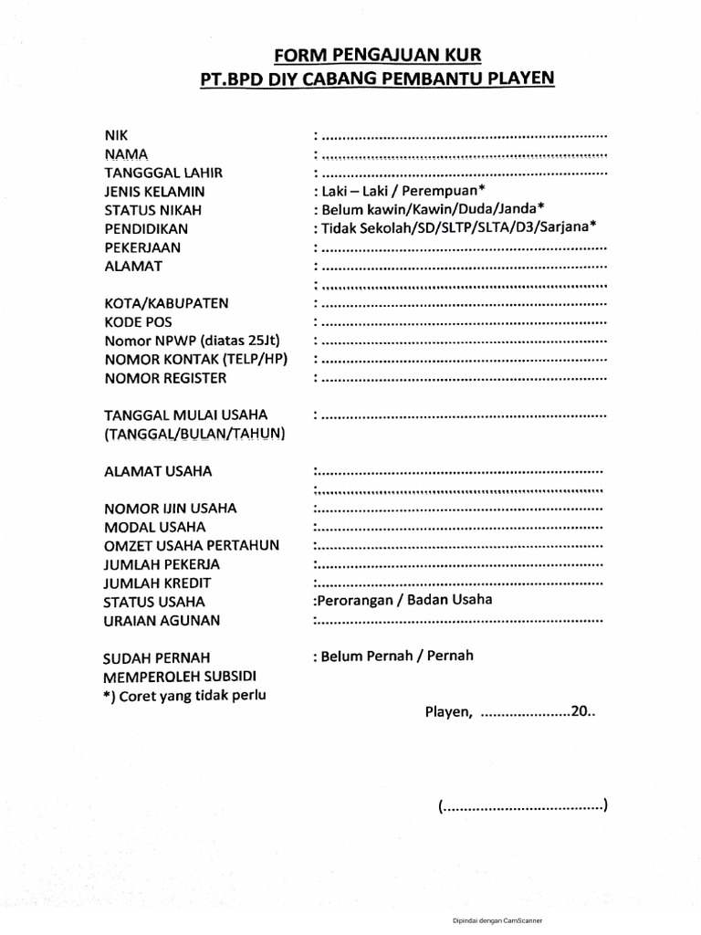 Formulir Pengajuan Kur | PDF