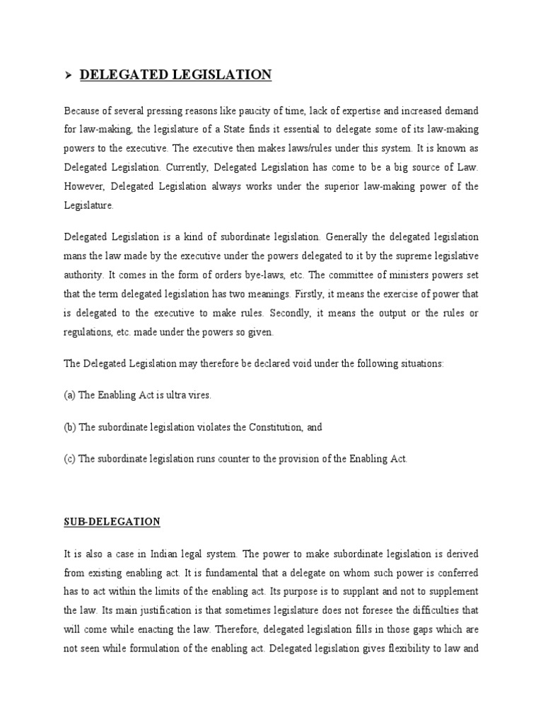 Delegated Legislation: Sub-Delegation | PDF