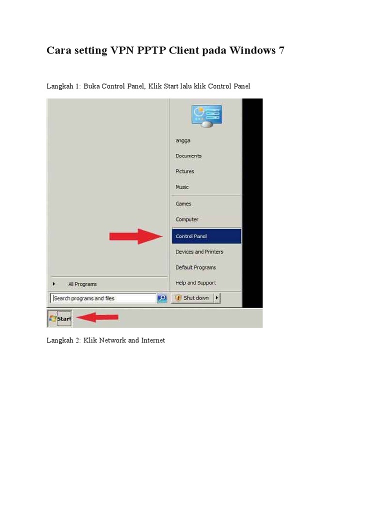 Cara Setting VPN PPTP Client Pada Windows 7 | PDF