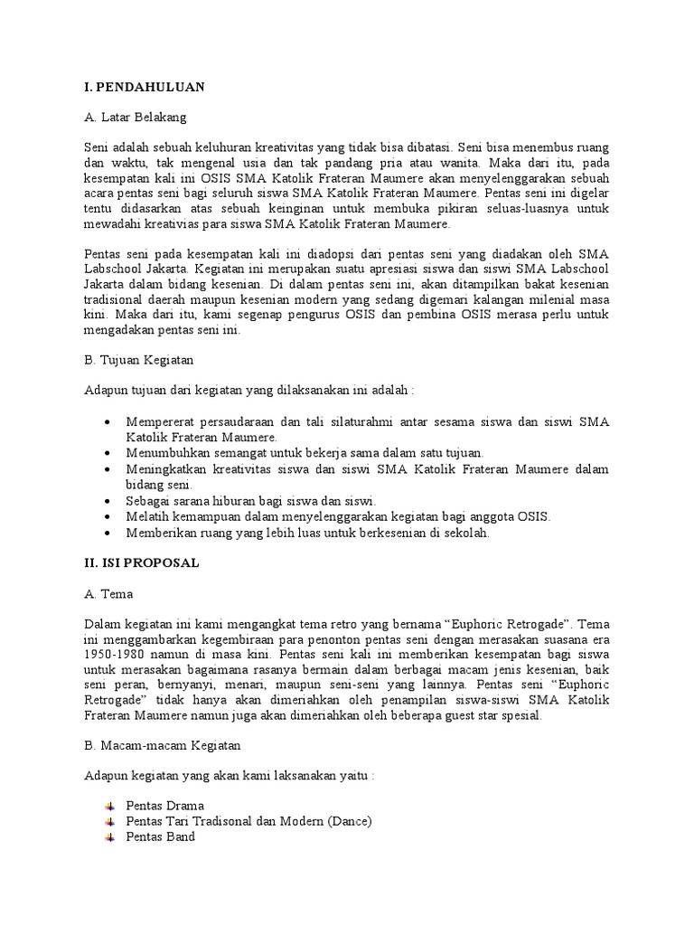 Proposal Pentas Seni | PDF