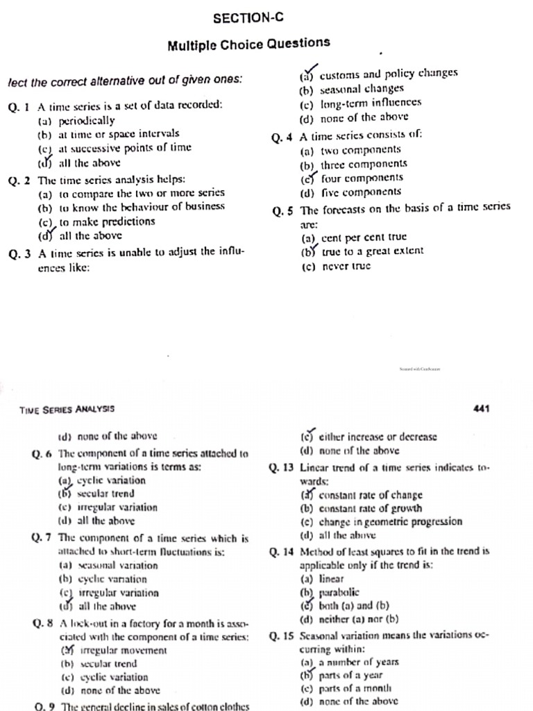 Time Series Analysis (MCQS) | PDF