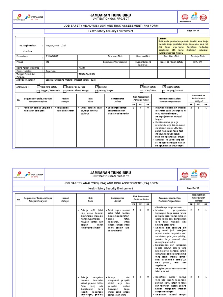 JSA Loading-Unloading Pondasi BL-2 | PDF