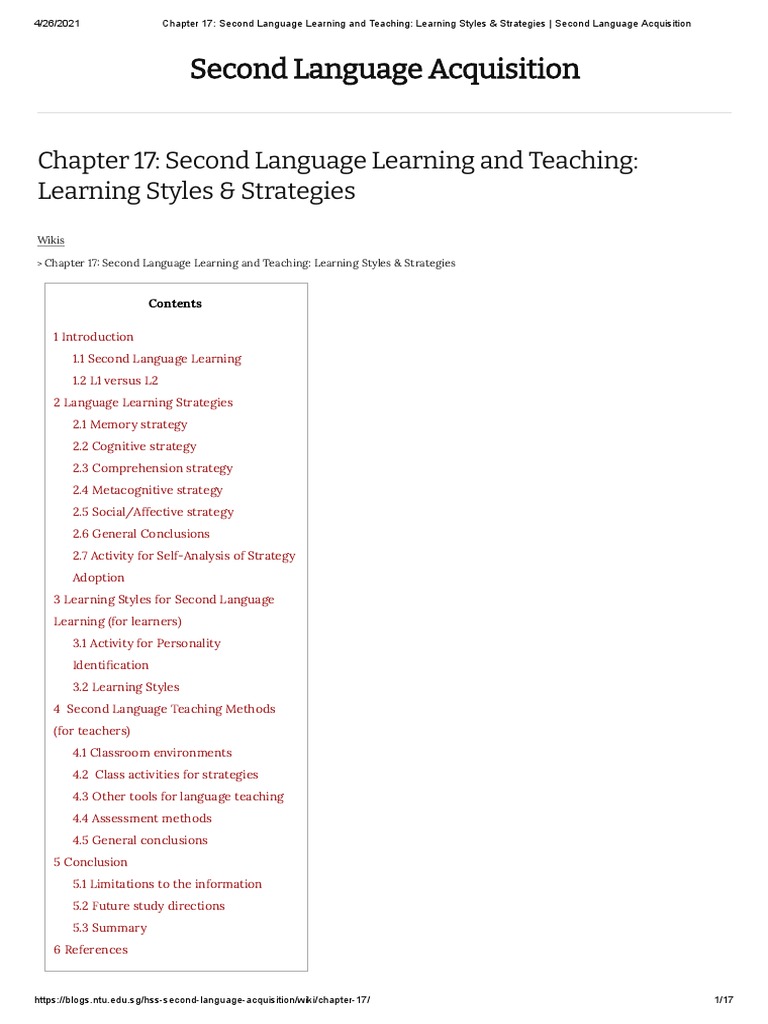Exploring Effective Strategies for Second Language Learning: A Focus on Learning Styles ...
