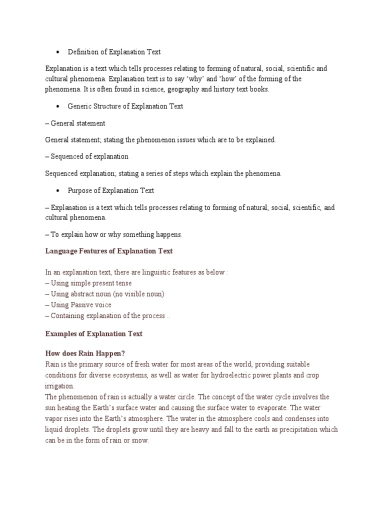 Definition of Explanation Text | Download Free PDF | Rain | Chocolate