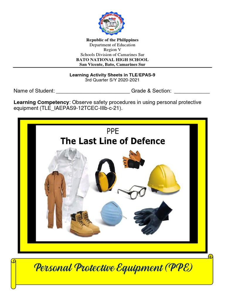 PPE LAS 3rd Quarter Week 2 | PDF | Personal Protective Equipment ...