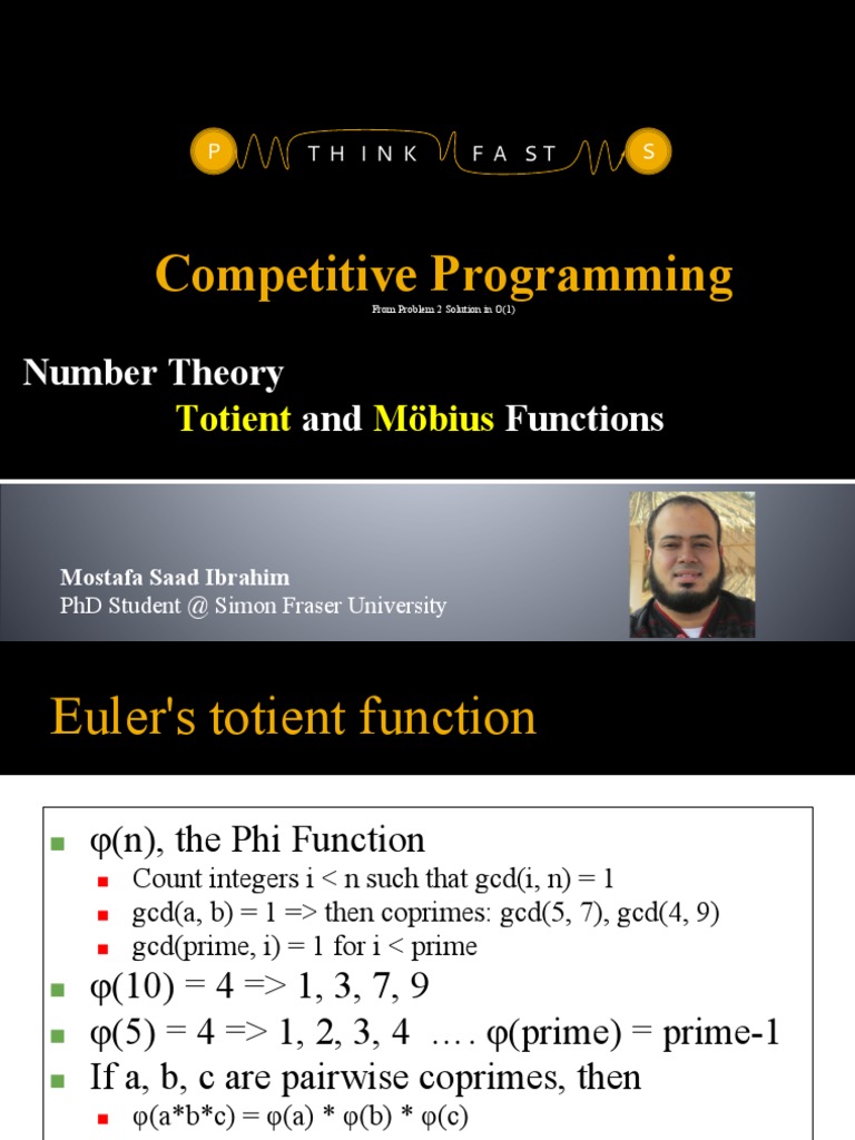 10 Number Theory Totient And Mobius Functions Pdf Abstract Algebra