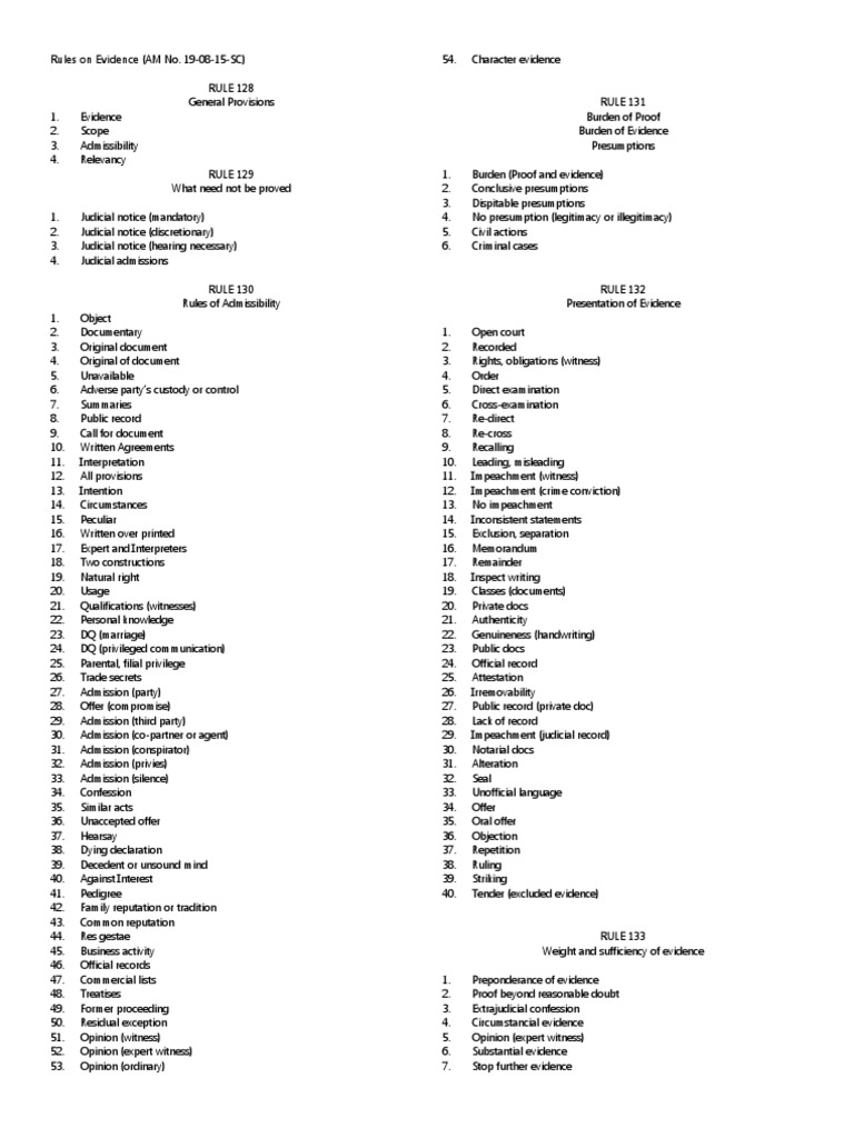 Rules on Evidence Overview and Guidelines | PDF | Evidence (Law) | Evidence