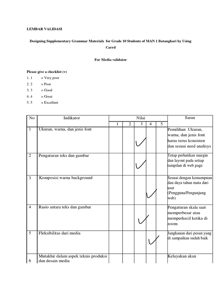 Lembar Validasi Media Pembelajaran | PDF