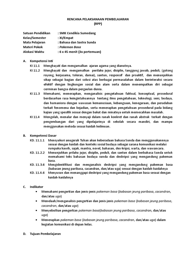 RPP Pakeman Basa | PDF