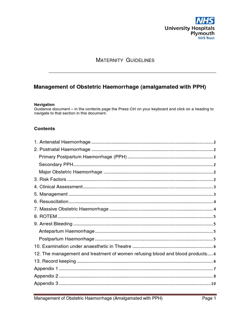 PPH Management Guidelines | PDF | Childbirth | Obstetrics