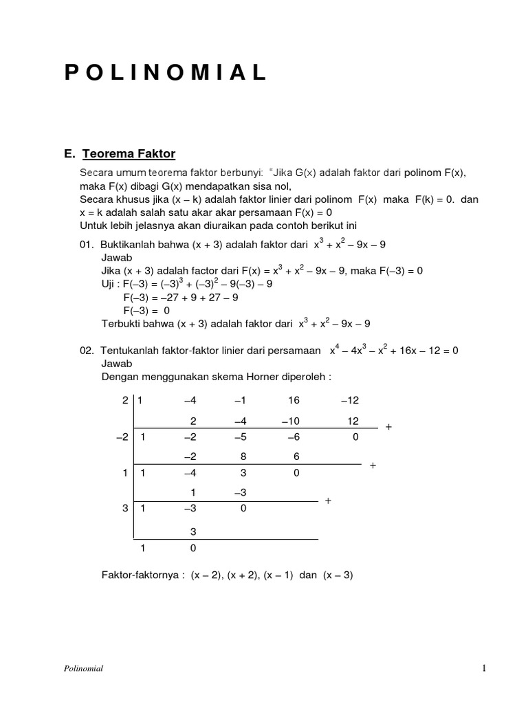 Matematika - Teorema Faktor | PDF