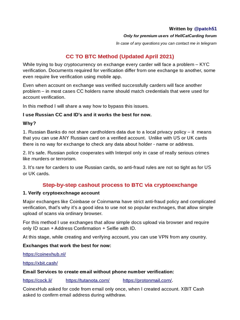 CC TO BTC Method (Updated April 2021) : Written by | PDF | Bitcoin | Computer Mediated Communication