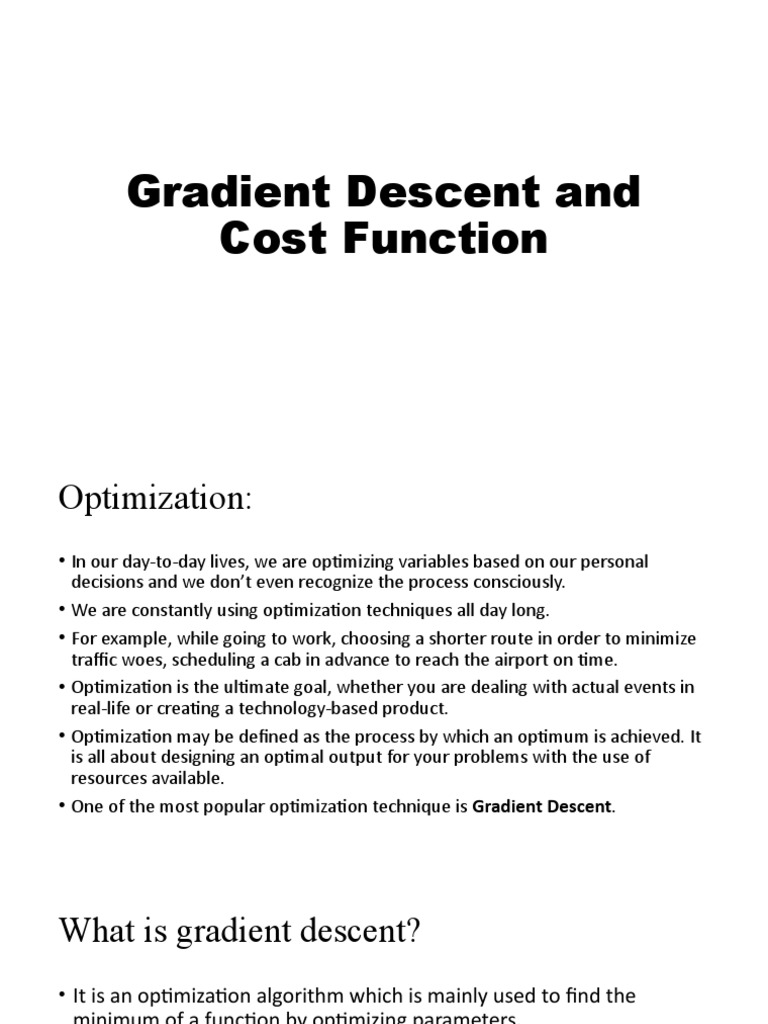 Gradient Descent and Cost Function | PDF | Mathematical Optimization | Computer Programming