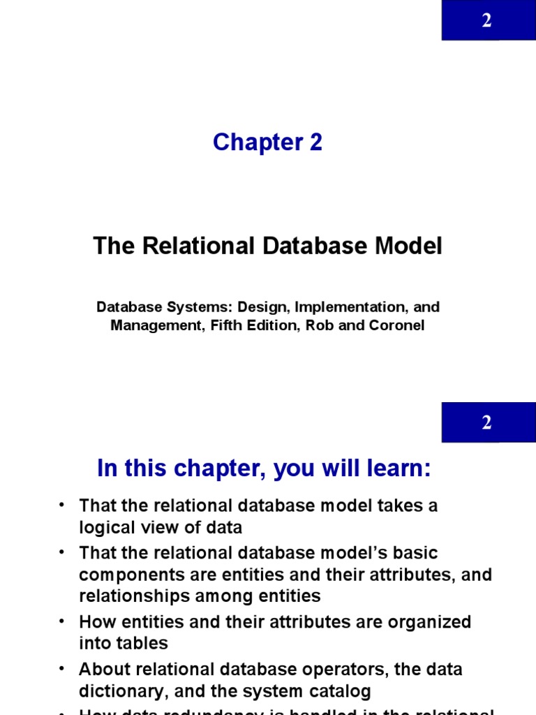 The Relational Database Model: Database Systems: Design, Implementation, and Management, Fifth ...
