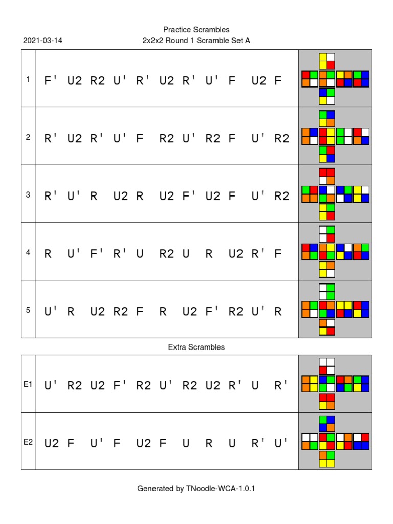 2x2 Scramble Set for WCA Practice | PDF | Home & Garden | Technology ...