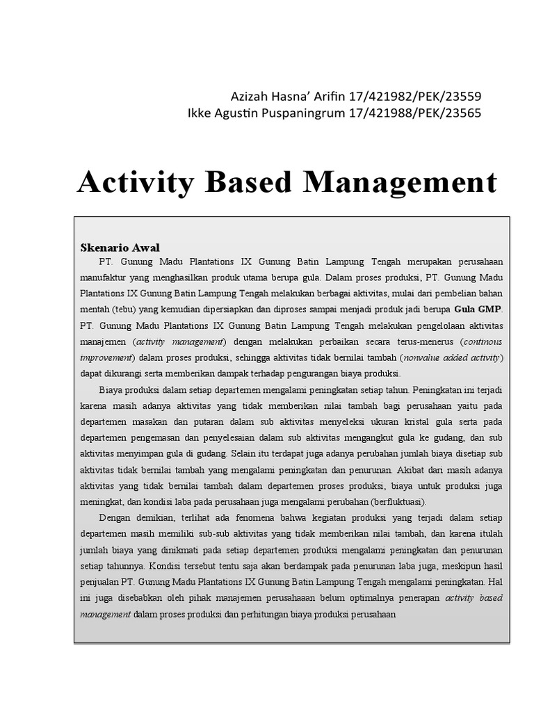 Activity Based Management | PDF | Bisnis